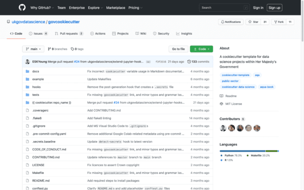 govcookiecutter: A template for data science projects – Data in government